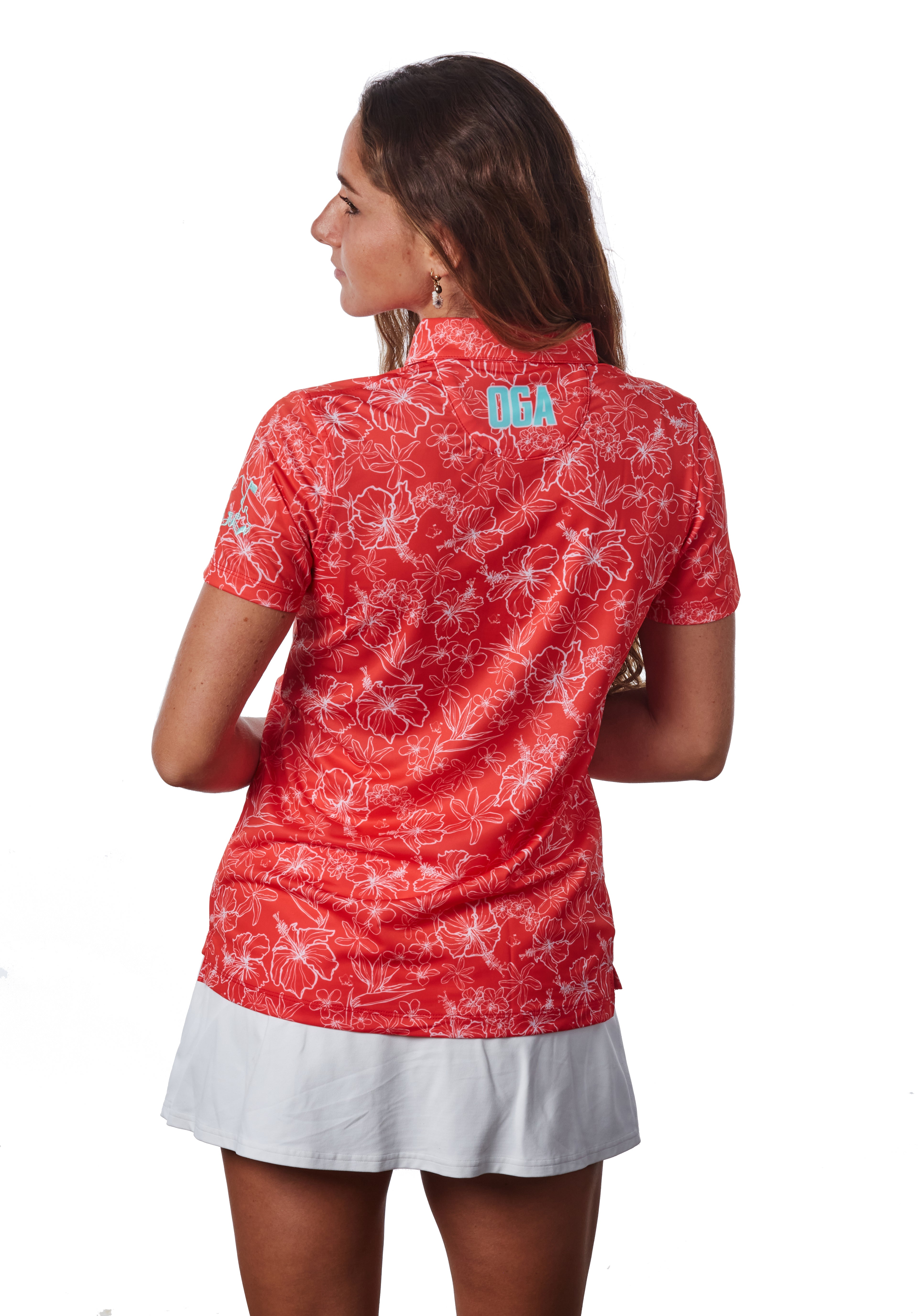 "Small Kine Sketchy" Prestige Red - OGA Women's Polo - Prestige Red / – Oahu Golf Apparel
