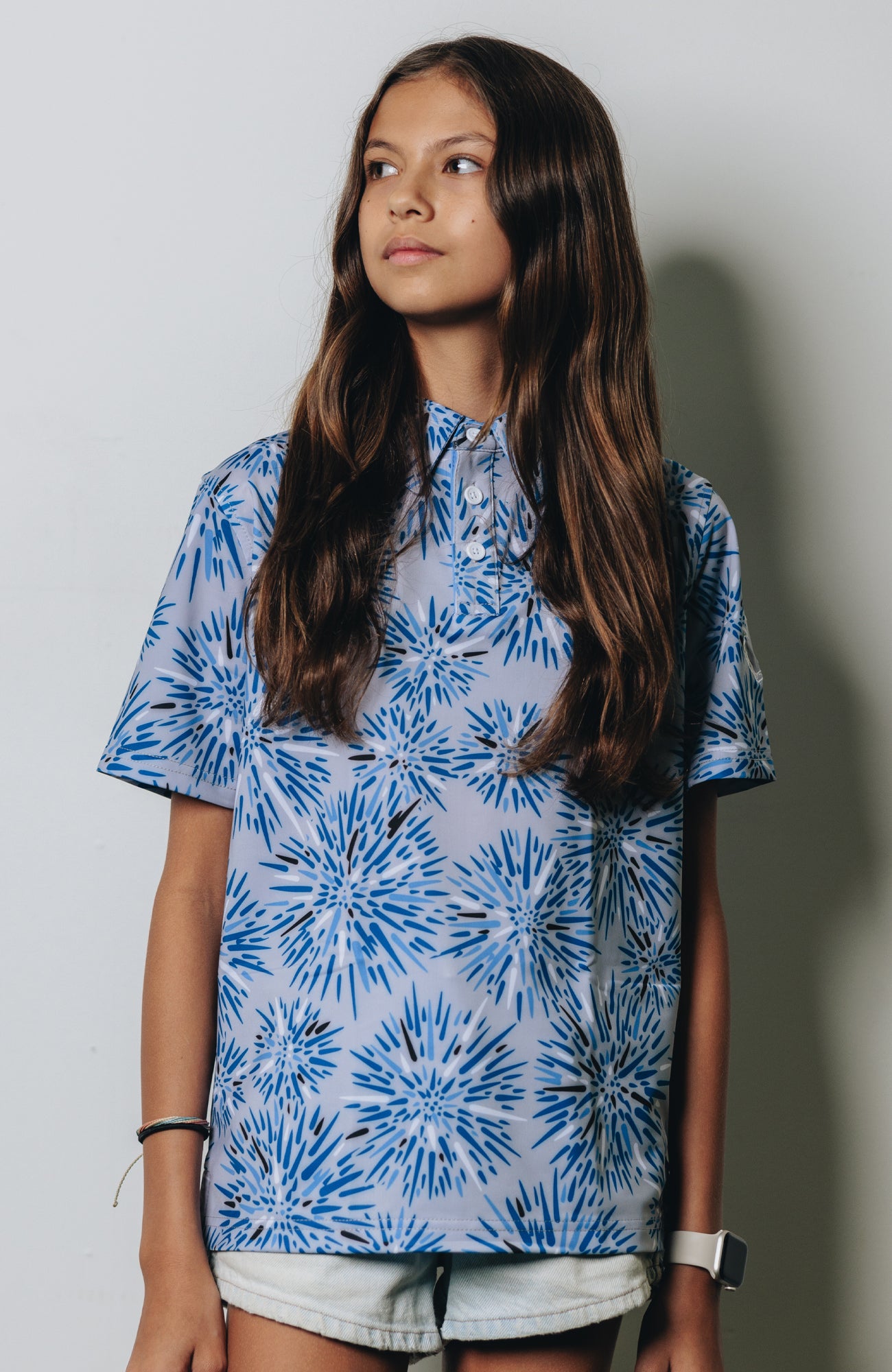 "Wana" Silver Blue - OGA Youth Polo - Silver – Oahu Golf Apparel