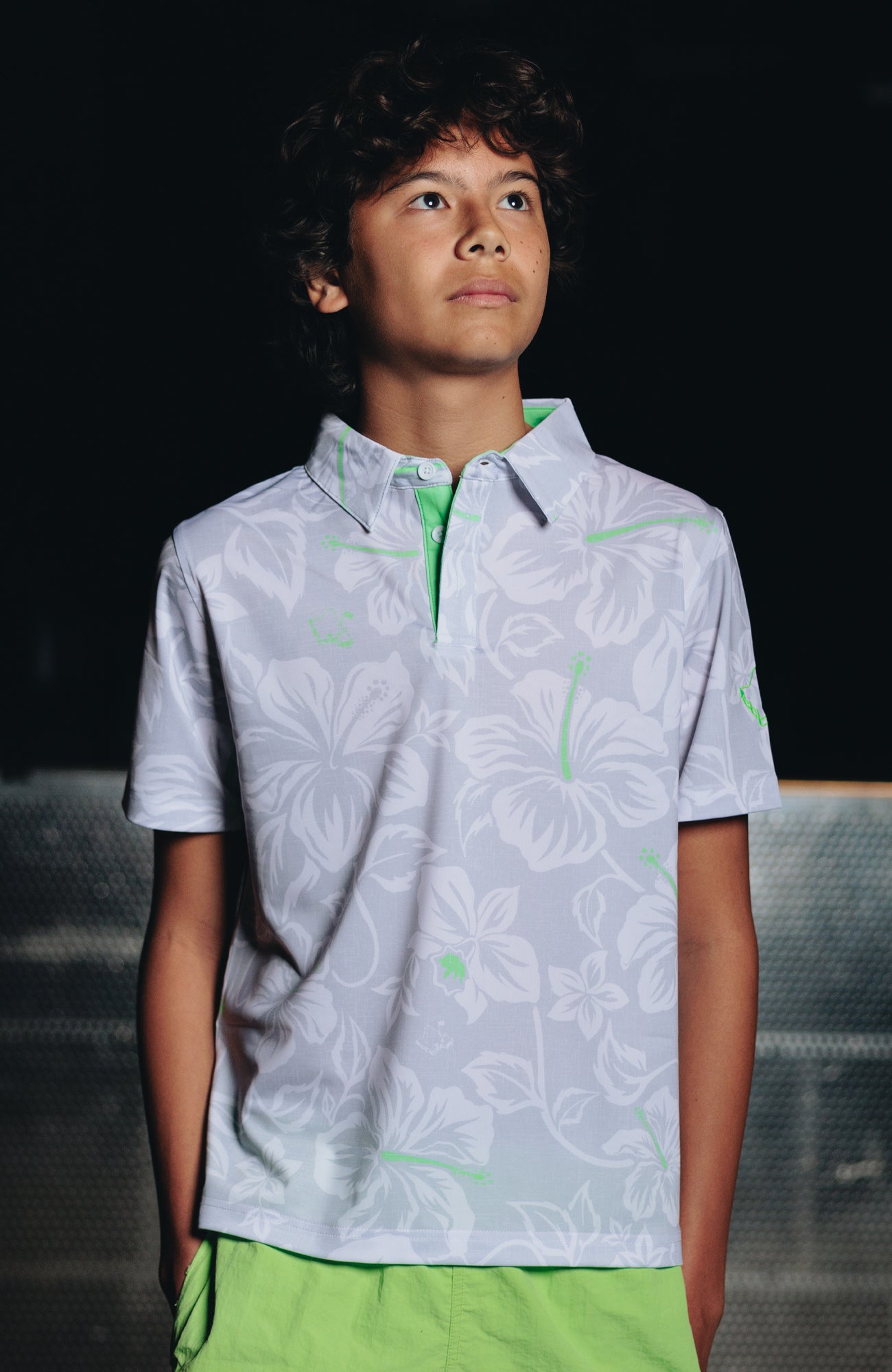 "Silver Mint Bloom" - OGA Youth Polo - Silver / Neon Mint – Oahu Golf ...