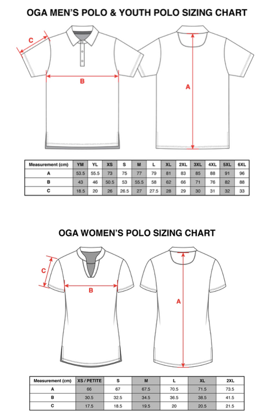 MENS and LADIES POLO SIZING CHART – Oahu Golf Apparel