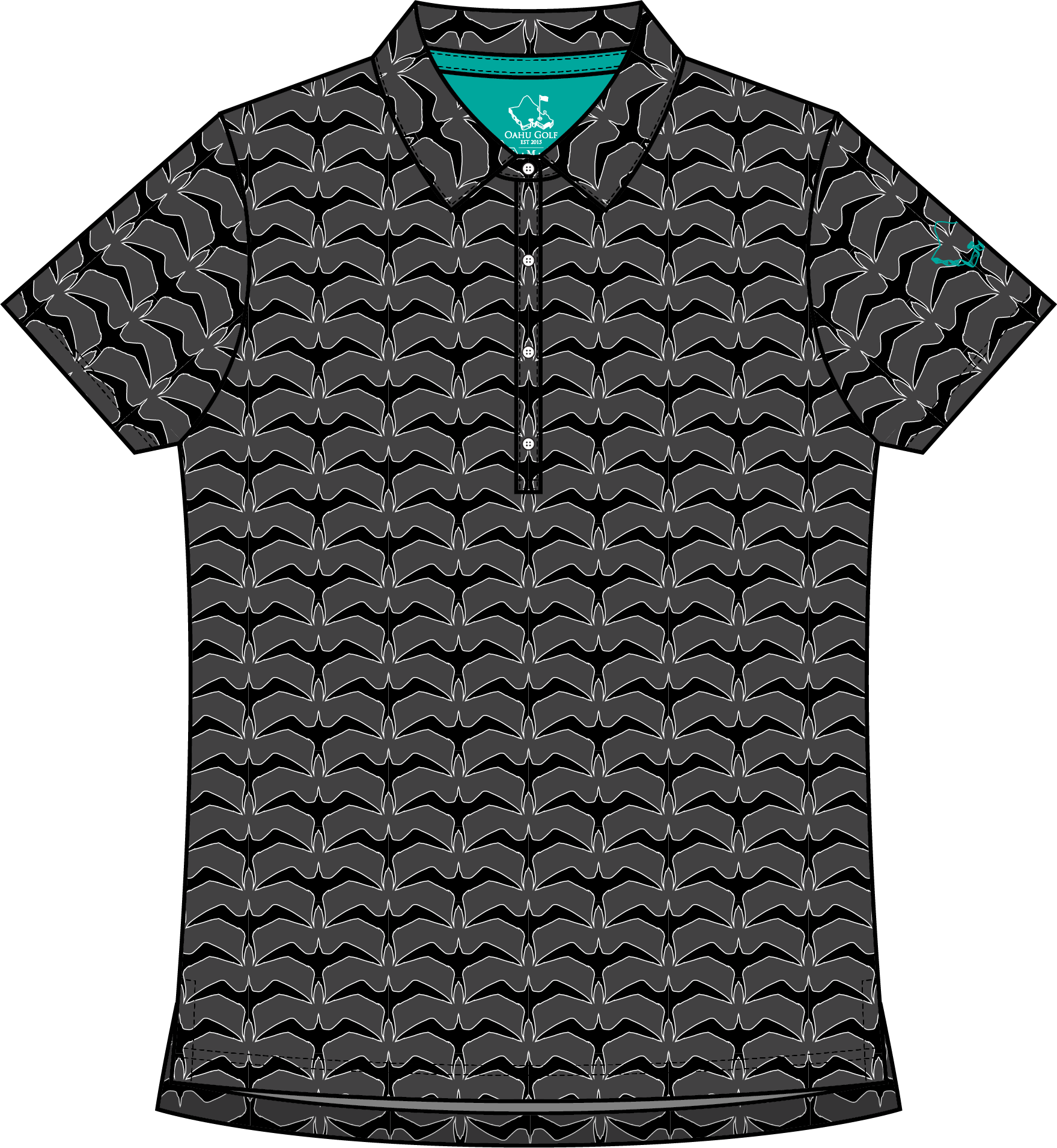 "Iwa Flock" Onyx Shadow - OGA Women's Polo - Graphite / Onyx – Oahu ...